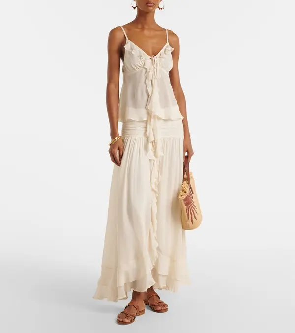 Poupette St Barth Camille Ruffled Camisole - White