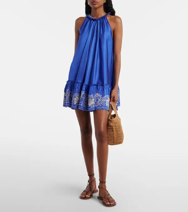 Poupette St Barth Cleo Embellished Floral Minidress