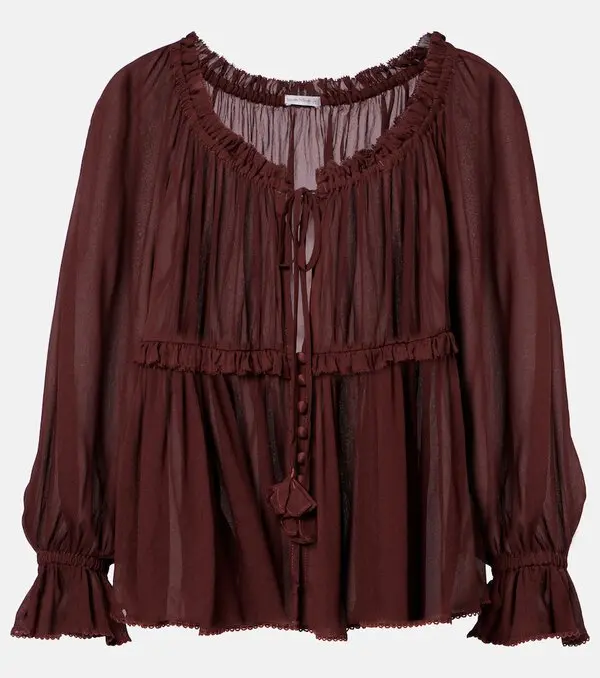 Poupette St Barth Moon Ruffled Blouse - Brown