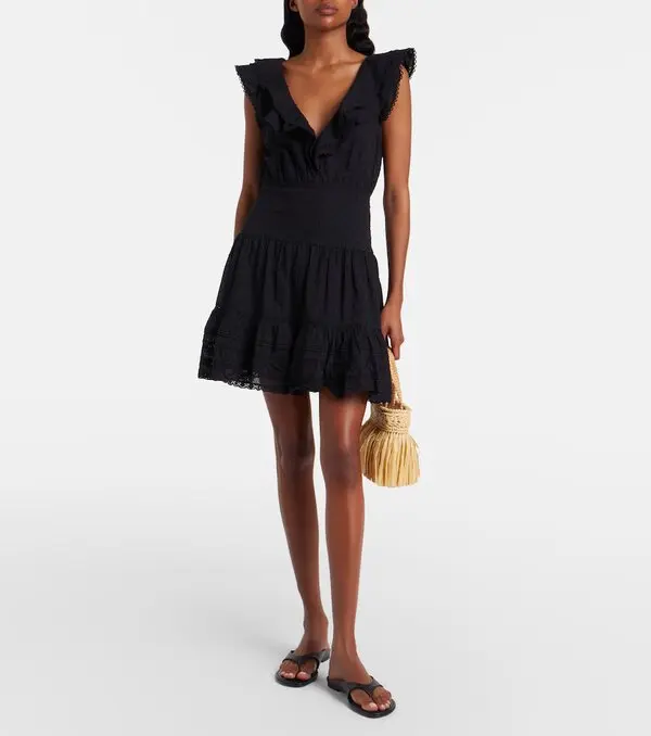 Poupette St Barth Della Ruffled Cotton Minidress