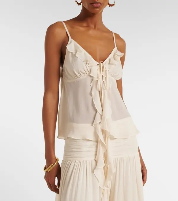 Poupette St Barth Camille Ruffled Camisole - White