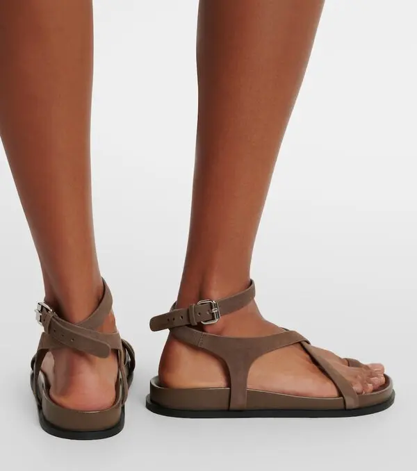 A.emery Jalen Suede Sandals With Buckle-fastening Ankle Strap - Grey