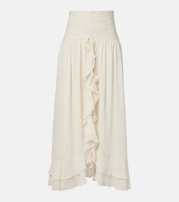 Poupette St Barth Neree Ruffled Maxi Skirt - White