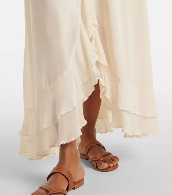 Poupette St Barth Neree Ruffled Maxi Skirt - White