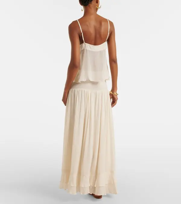Poupette St Barth Neree Ruffled Maxi Skirt - White