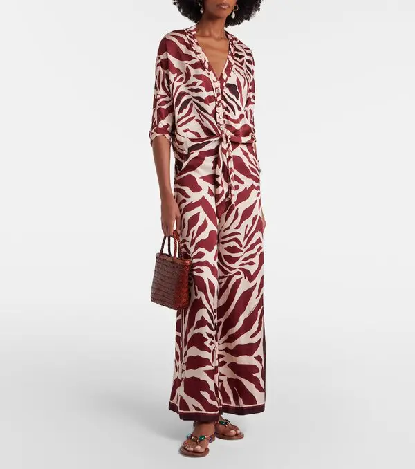 Poupette St Barth Clea Animal-print Palazzo Pants - Brown