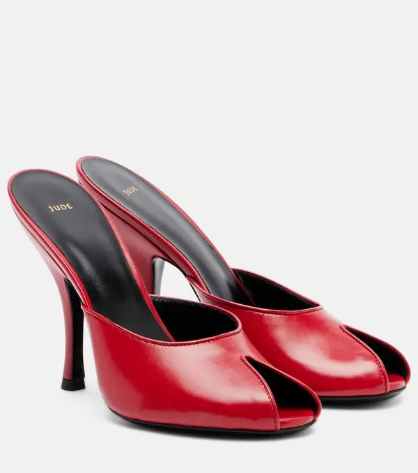 JUDE Date Leather Mules - Red
