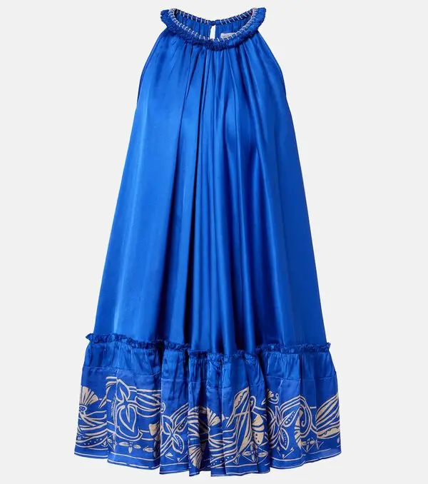 Poupette St Barth Cleo Embellished Floral Mini Dress - Blue