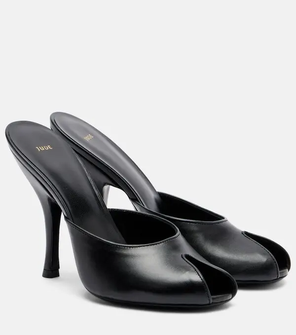 JUDE Date Leather Mules - Black