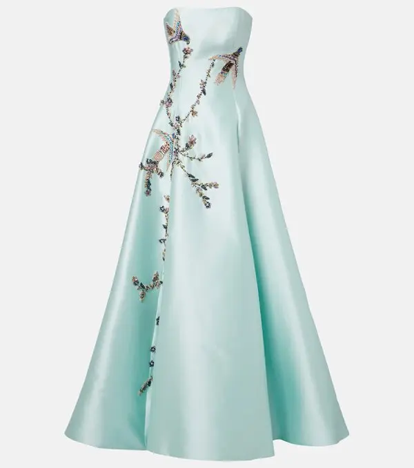 Costarellos Mavia Embellished Bustier Gown - Blue