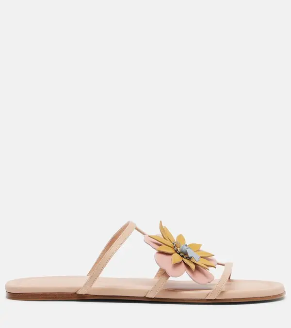 Zimmermann Lilia Floral-appliqué Leather Sandals