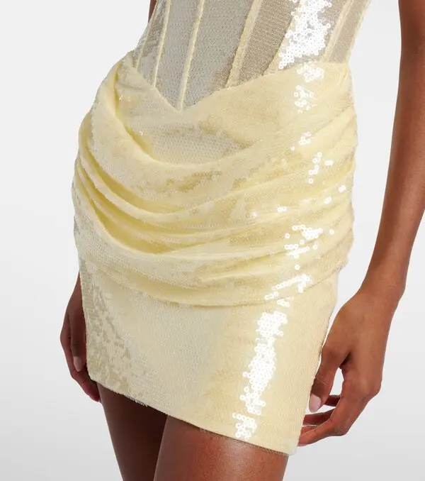 THE NEW ARRIVALS ILKYAZ OZEL Strapless Sequined Mini Dress