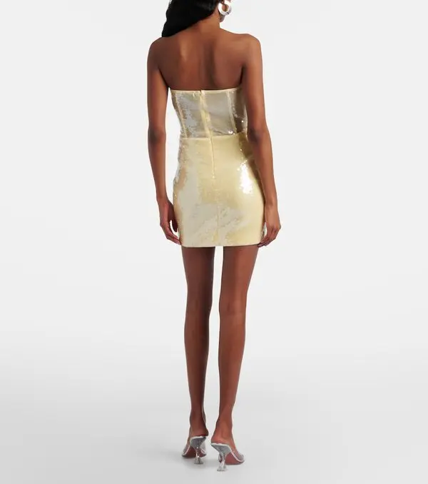 THE NEW ARRIVALS ILKYAZ OZEL Strapless Sequined Mini Dress