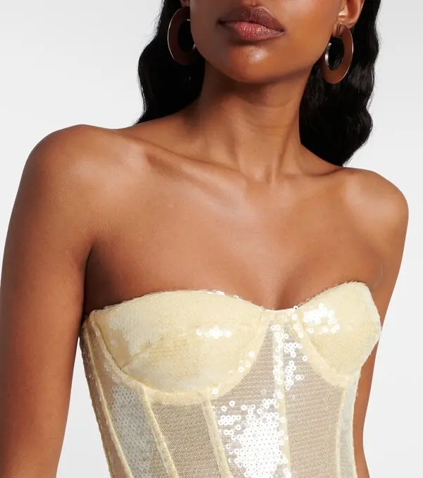 THE NEW ARRIVALS ILKYAZ OZEL Strapless Sequined Mini Dress