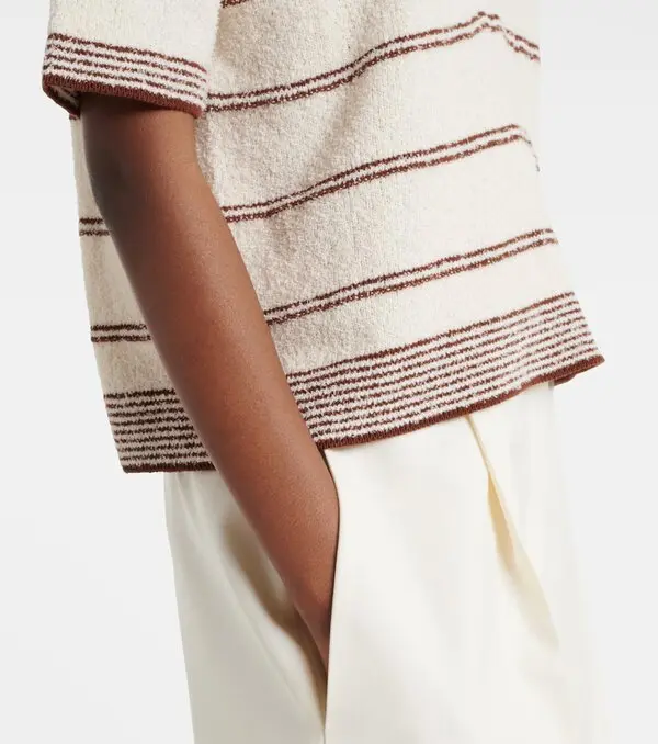 RÓHE Striped Cotton-blend Polo Shirt - Beige