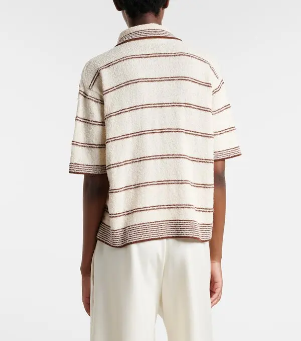 RÓHE Striped Cotton-blend Polo Shirt - Beige
