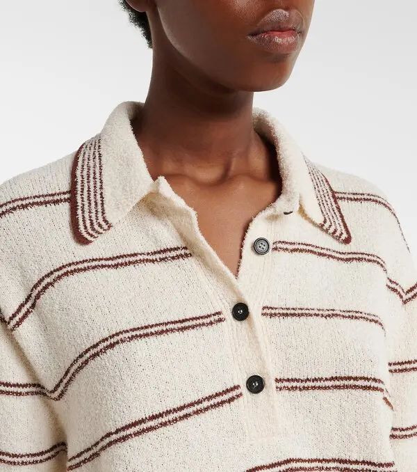 RÓHE Striped Cotton-blend Polo Shirt - Beige