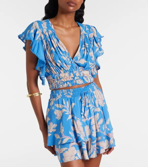 Poupette St Barth Floral Print Cropped Top
