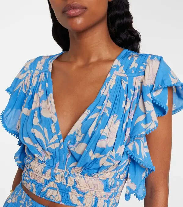 Poupette St Barth Floral Print Cropped Top