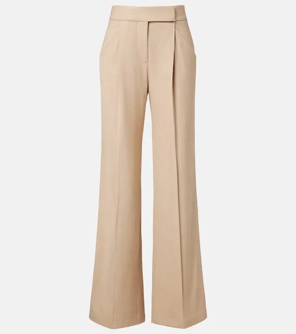 Veronica Beard Pleated Flared Pants - Beige