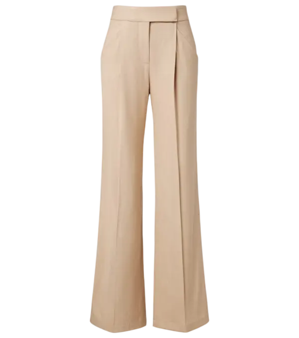 Veronica Beard Pleated Flared Pants - Beige