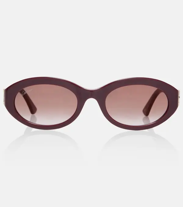 CARTIER Signature C Oval Sunglasses - Burgundy
