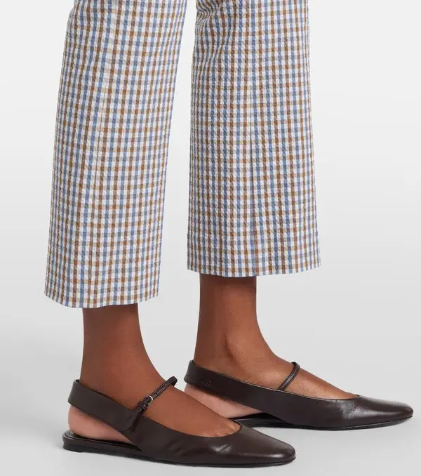 Veronica Beard Gingham Cotton Seersucker Cropped Slim Pants - Multicoloured