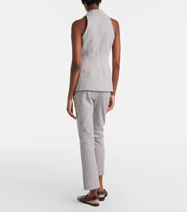 Veronica Beard Gingham Cotton Seersucker Cropped Slim Pants - Multicoloured