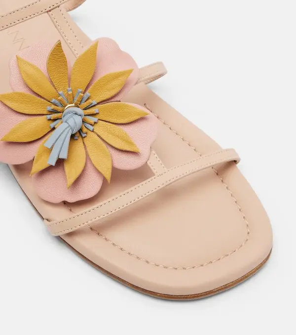 Zimmermann Lilia Floral-appliqué Leather Sandals