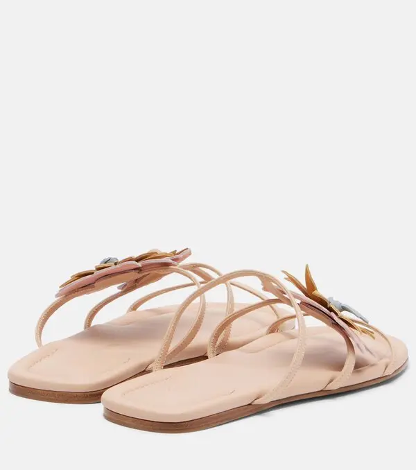 Zimmermann Lilia Floral-appliqué Leather Sandals