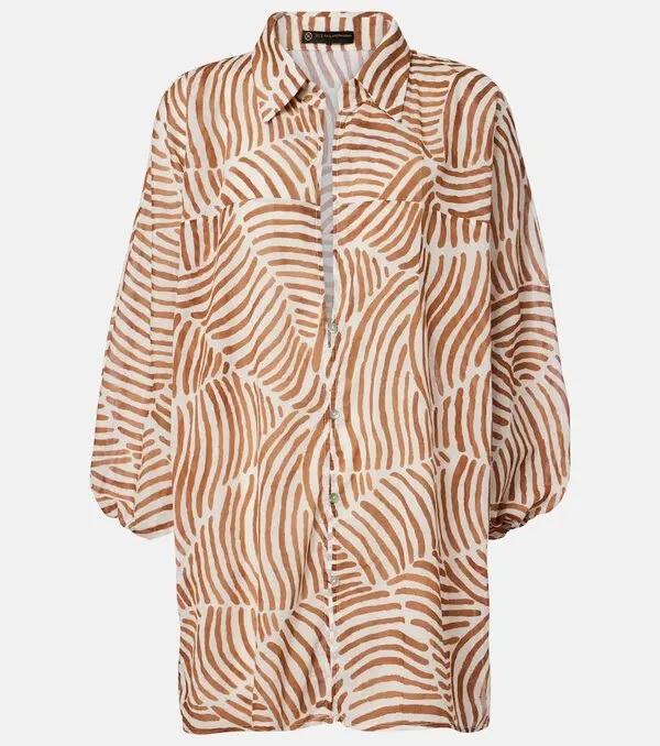 VIX PAULA HERMANNY Moana Printed Cotton Shirt - Brown
