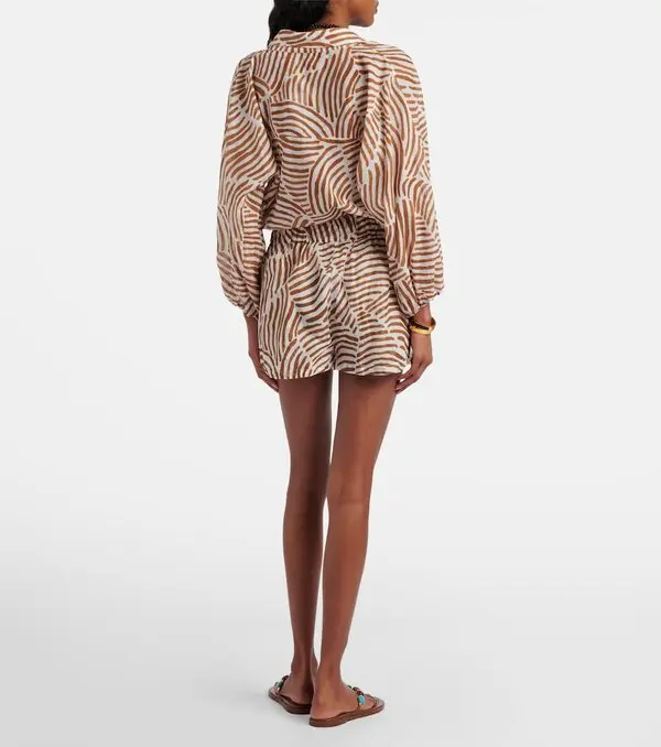 VIX PAULA HERMANNY Lana Printed Cotton Shorts - Brown
