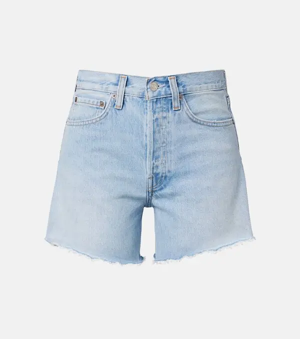 AGOLDE Parker Long Distressed Denim Shorts - Blue