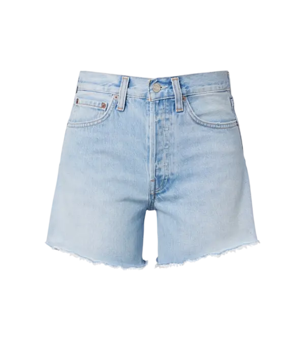 AGOLDE Parker Long Distressed Denim Shorts - Blue