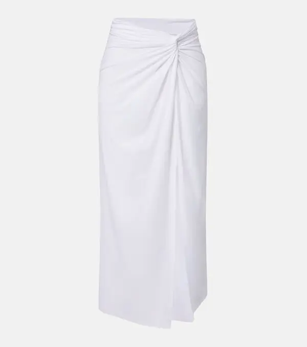 VIX PAULA HERMANNY Karen Draped Midi Skirt - White