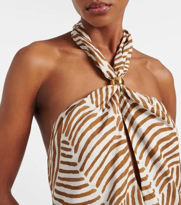 VIX PAULA HERMANNY Aster Printed Halterneck Minidress - Brown