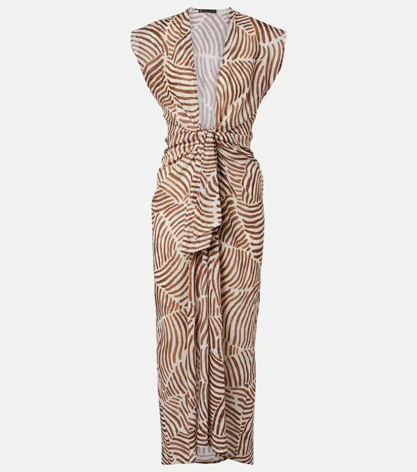 VIX PAULA HERMANNY Sasha Printed Cotton Midi Dress - Brown