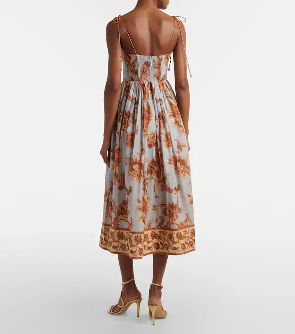 Zimmermann Aster Paisley Cotton Bustier Dress - Blue
