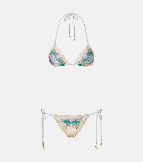 Zimmermann Indra Floral Metallic-effect Bikini - Multicoloured