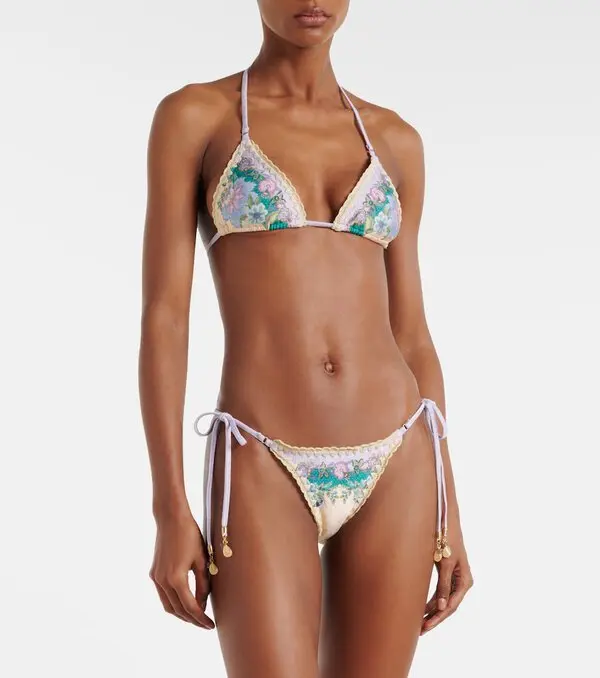 Zimmermann Indra Floral Metallic-effect Bikini - Multicoloured