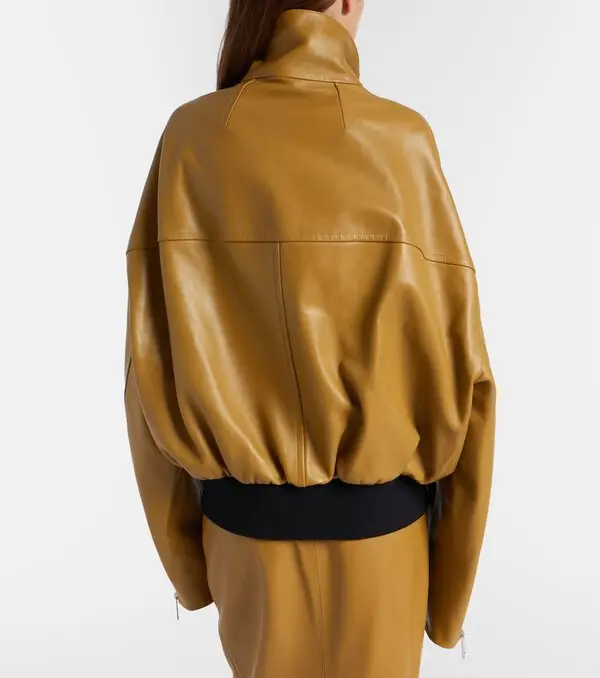 Khaite Oversized Leather Jacket - Brown