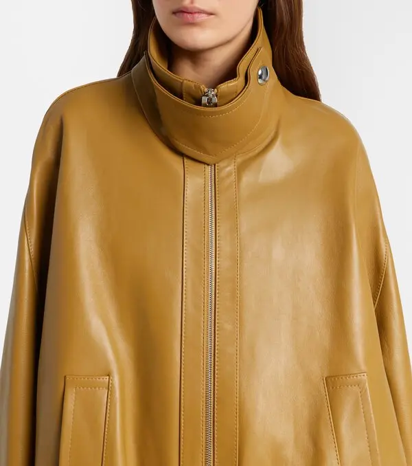 Khaite Oversized Leather Jacket - Brown