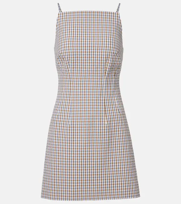 Veronica Beard Gingham Cotton Seersucker Mini Dress