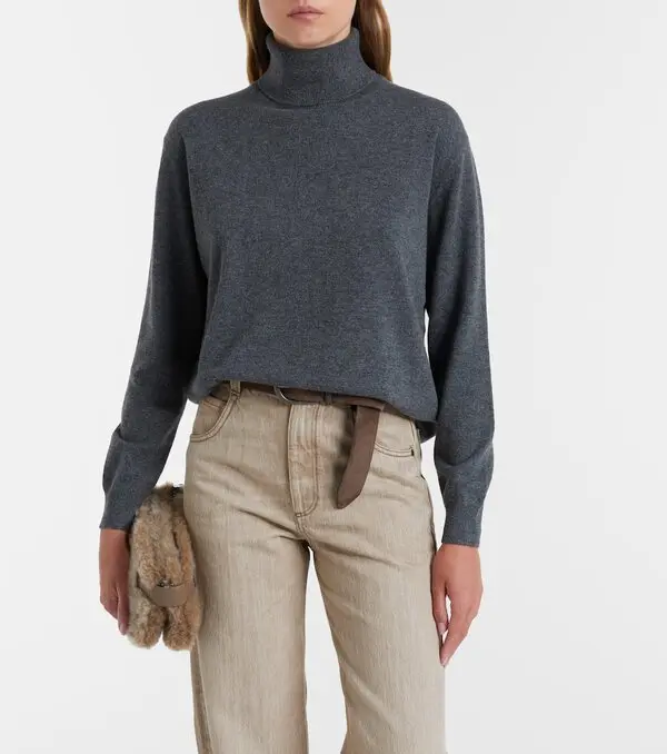 Brunello Cucinelli Cashmere Turtleneck Sweater - Grey