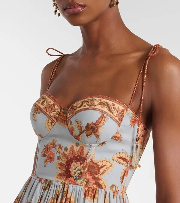 Zimmermann Aster Paisley Cotton Bustier Dress
