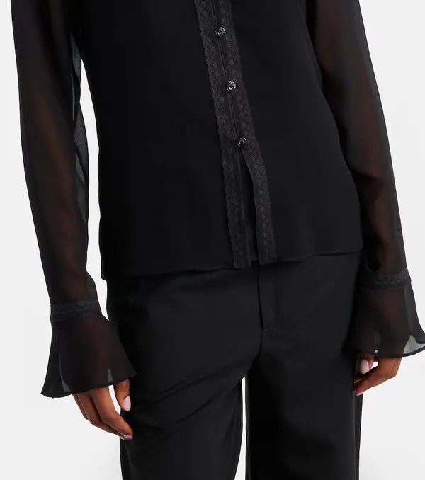 Gucci Lace-trimmed Silk Georgette Shirt