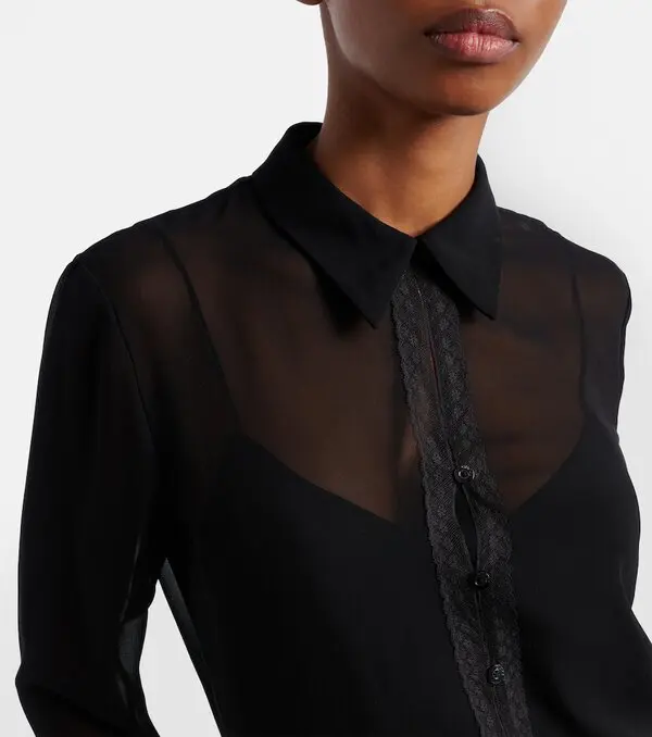 Gucci Lace-trimmed Silk Georgette Shirt