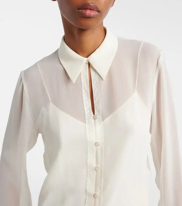 Gucci Lace-trimmed Silk Georgette Shirt