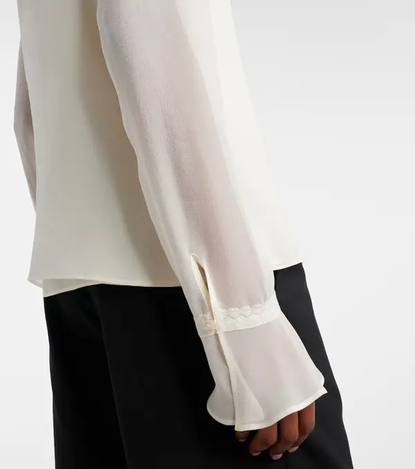 Gucci Lace-trimmed Silk Georgette Shirt