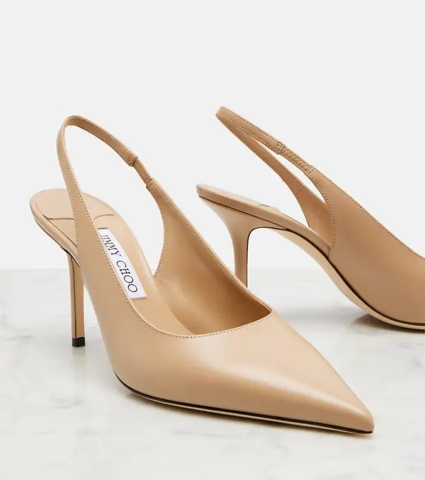 JIMMY CHOO Love Leather Slingback Pumps - Brown